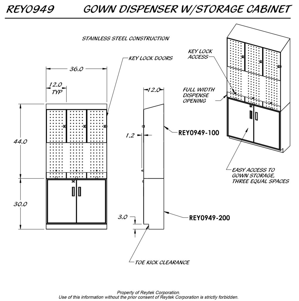 Gown Dispenser w/ Locked Access REY0949 | Reytek