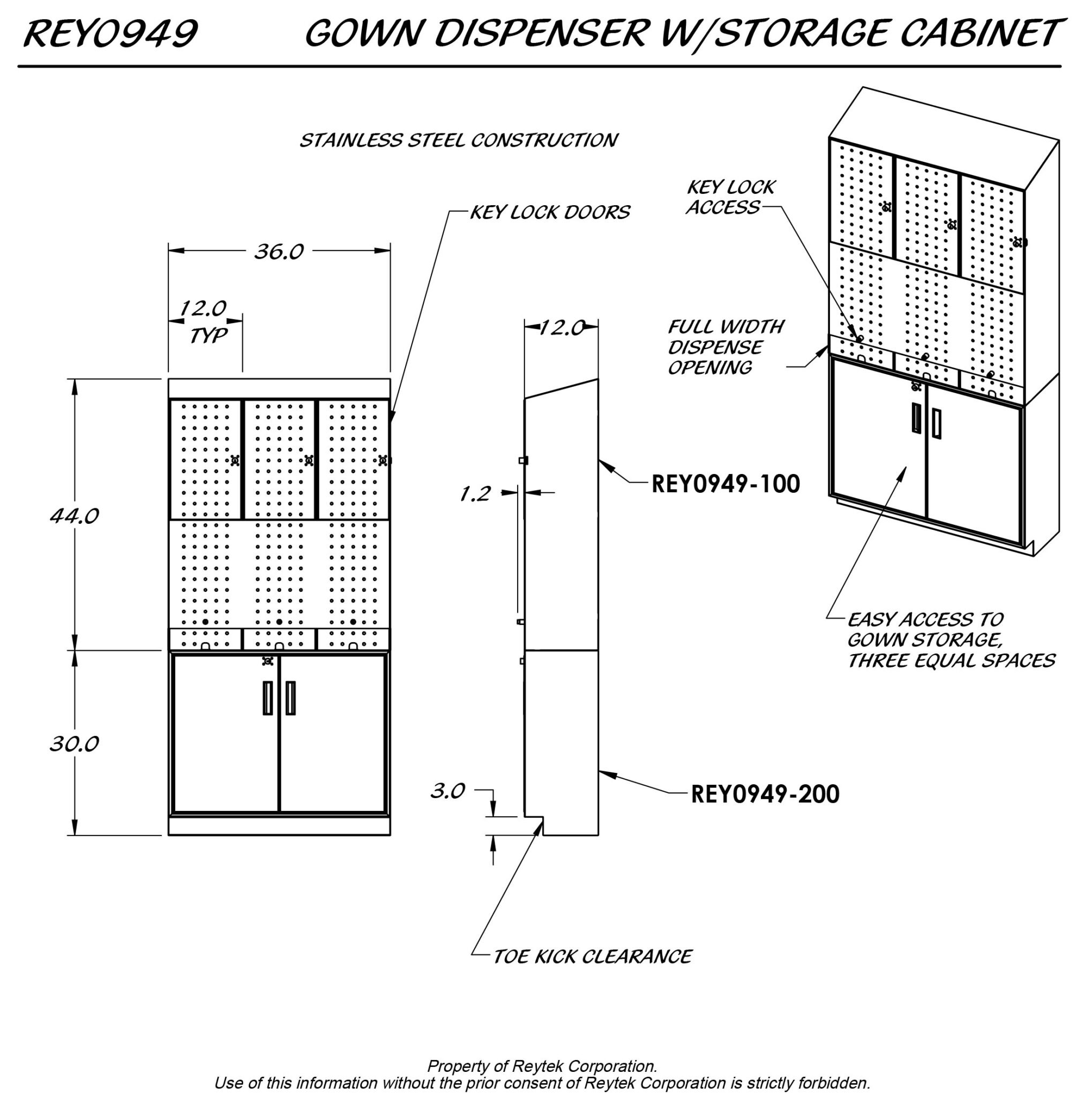 Gown Dispenser w/ Locked Access REY0949 | Reytek