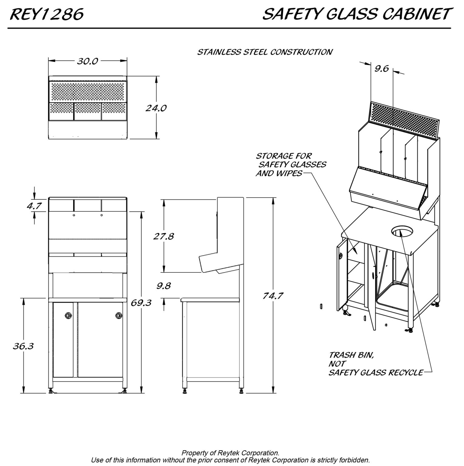 Safety Glass Cabinet REY1286 | Reytek